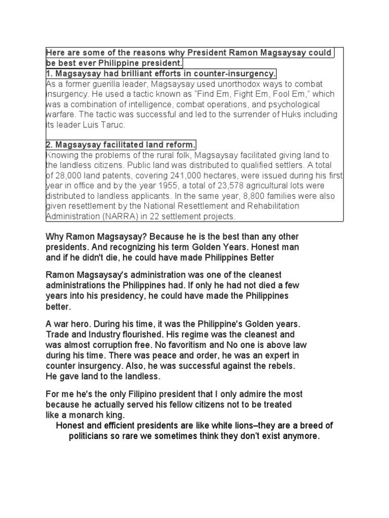 President Ramon Magsaysay | PDF | Philippines