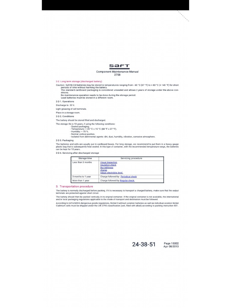 Saft Battery CMM 2758 | PDF
