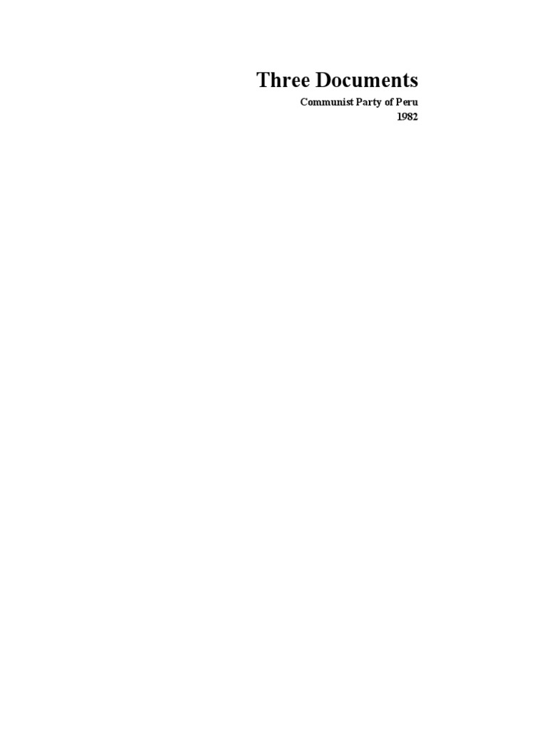 Three Documents (Communist Party of Peru) | PDF | Marxism | Bourgeoisie