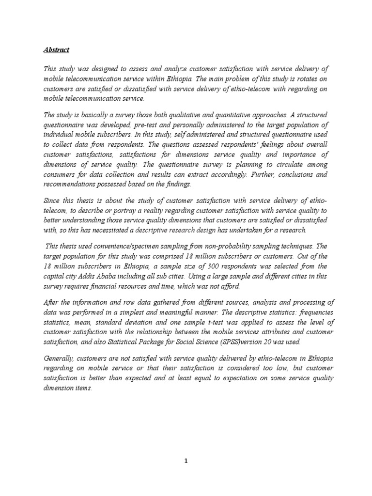 Final Thesis by Yonas | PDF | Customer Satisfaction | Mobile Phones Final Thesis by Yonas | PDF | Customer Satisfaction | Mobile Phones