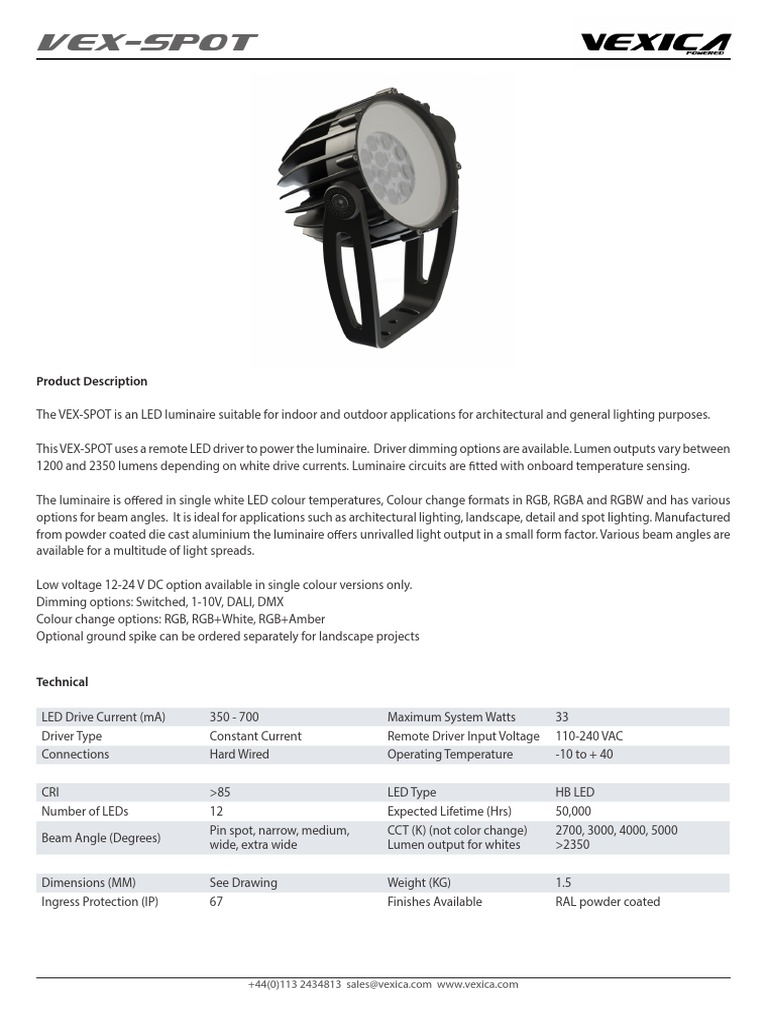 03 VEX Spot | PDF | Light Emitting Diode | Lighting
