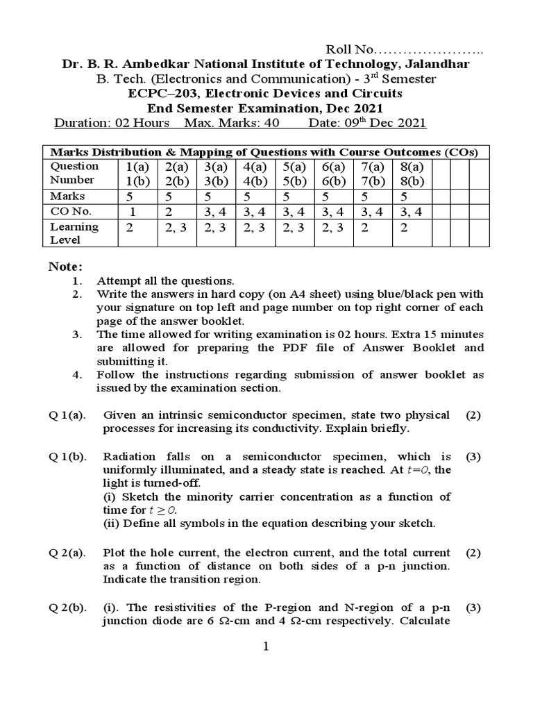 EDC End Sem Paper Dec 2021 | PDF EDC End Sem Paper Dec 2021 | PDF