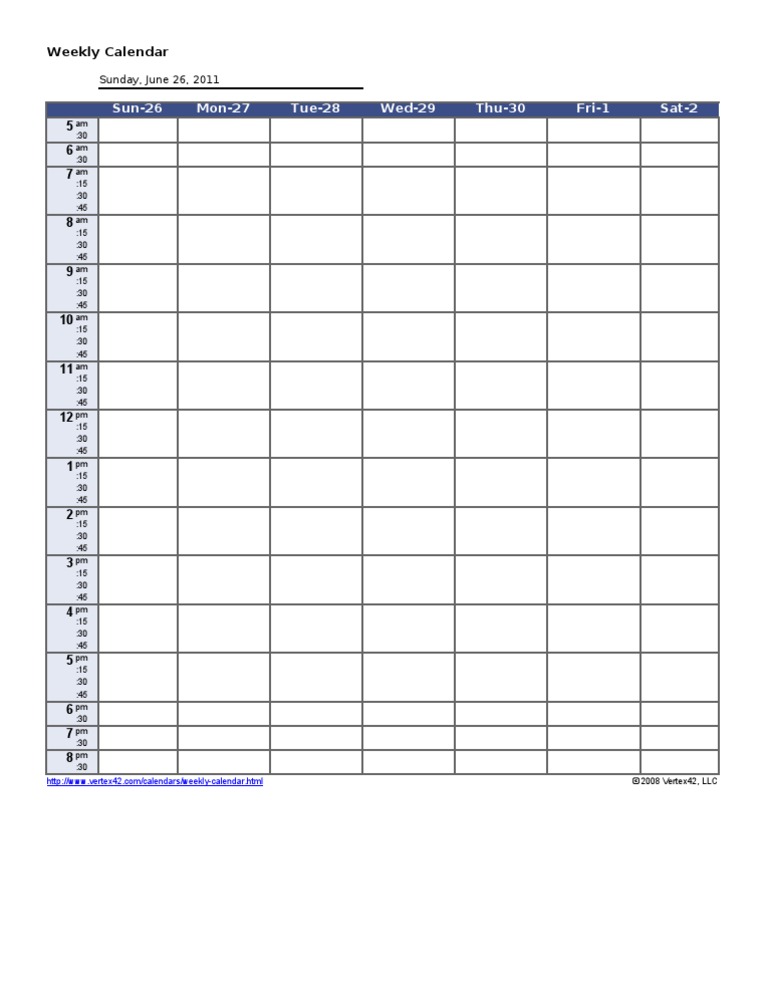 Weekly Calendar Template | PDF