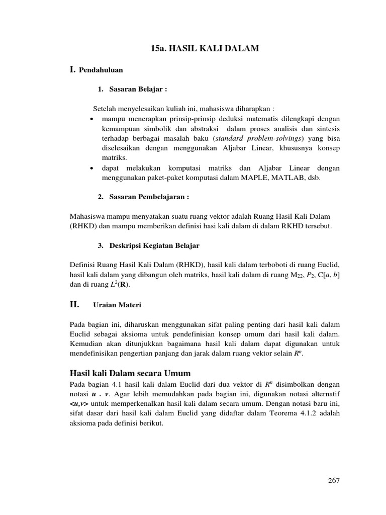 Hasil Kali Dalam dan Ruang Vektor | PDF | Sains & Matematika | Komputer