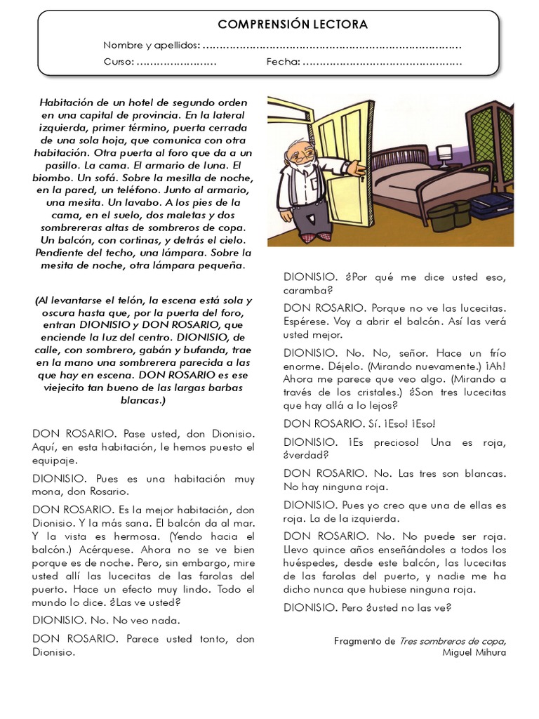 comprension-lectora-tres-sombreros-de-copa-recursosep | PDF