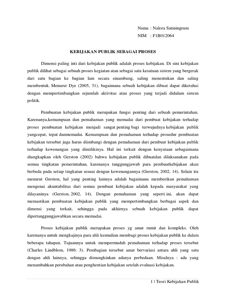 Kebijakan Publik Sebagai Proses | PDF