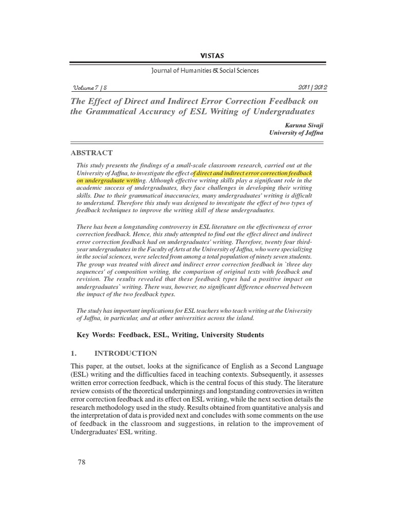 Direct or Indirect Error Correction | PDF | Second Language Acquisition ...