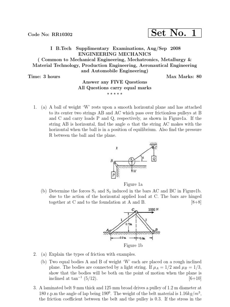rr10302 Engineering Mechanics | PDF | Belt (Mechanical) | Acceleration