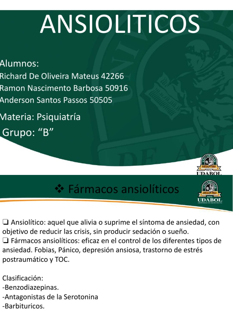 Fármacos Ansiolíticos: Tipos y Efectos | PDF