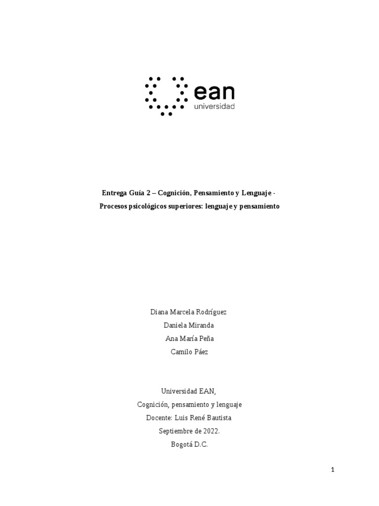 Guia 2 Cognici N Pensamiento y Lenguaje | PDF | Pensamiento | Sicología