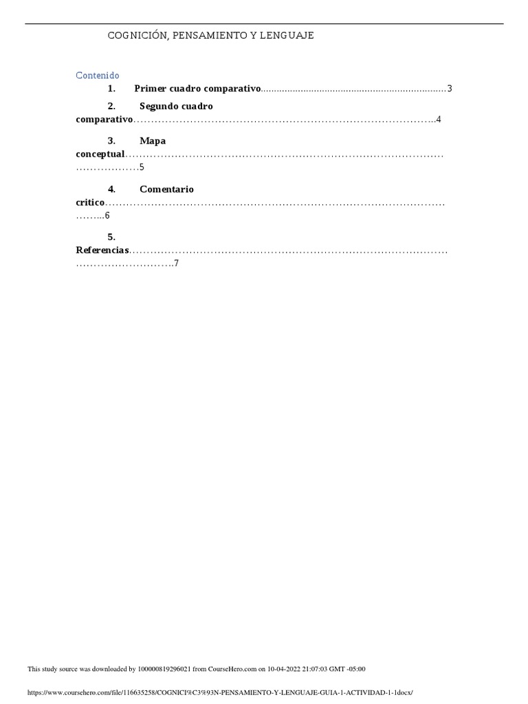 Cognici N Pensamiento y Lenguaje Guia 1 Actividad 1 1 | PDF | Atención | Pensamiento