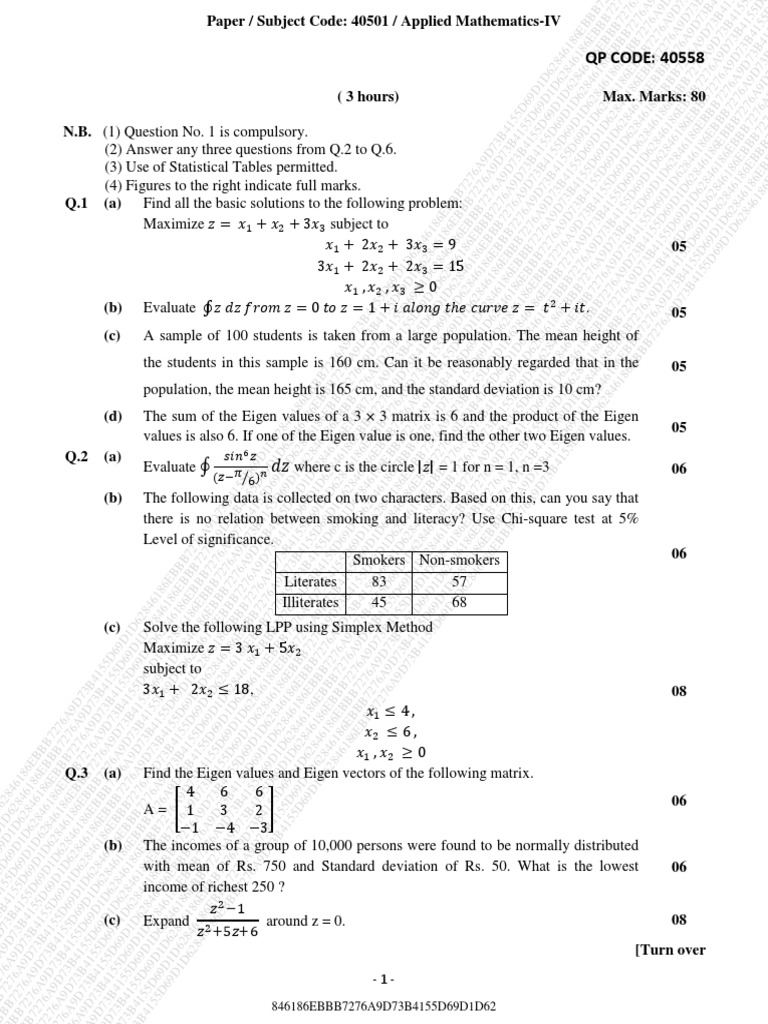Applied Mathematics00040558Choice Based | PDF | Mean | Chi Squared ...