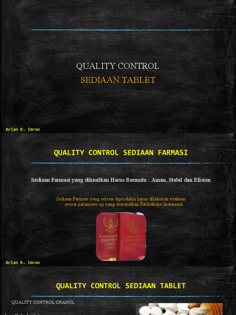 Quality Control Sediaan Tablet | PDF