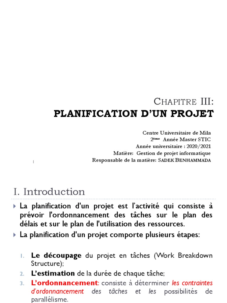 GPI-Chapitre III Planification | PDF