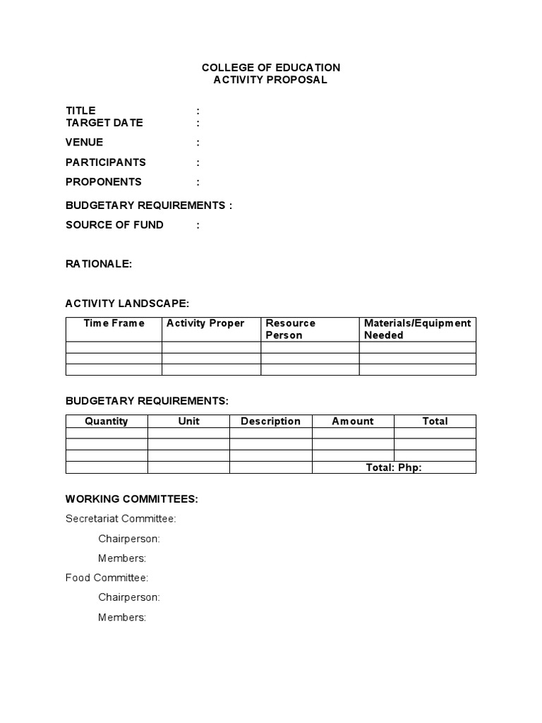Activity Proposal Template | PDF
