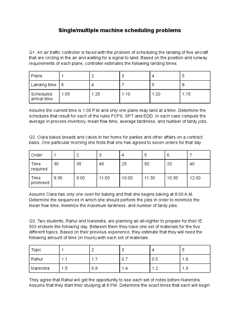 Scheduling Practice Problems | PDF