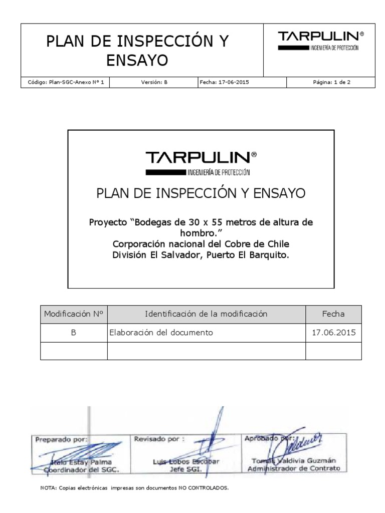 Plan de Inspección y Ensayo Estructural | PDF