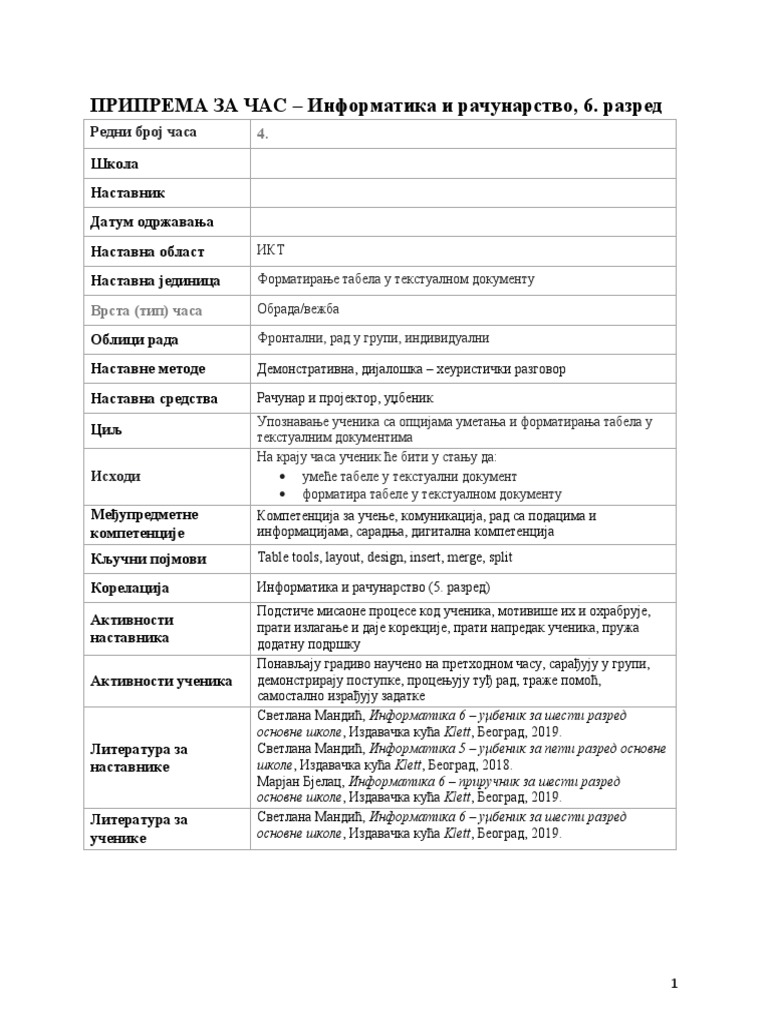 Informatika6 Priprema Cas4 | PDF