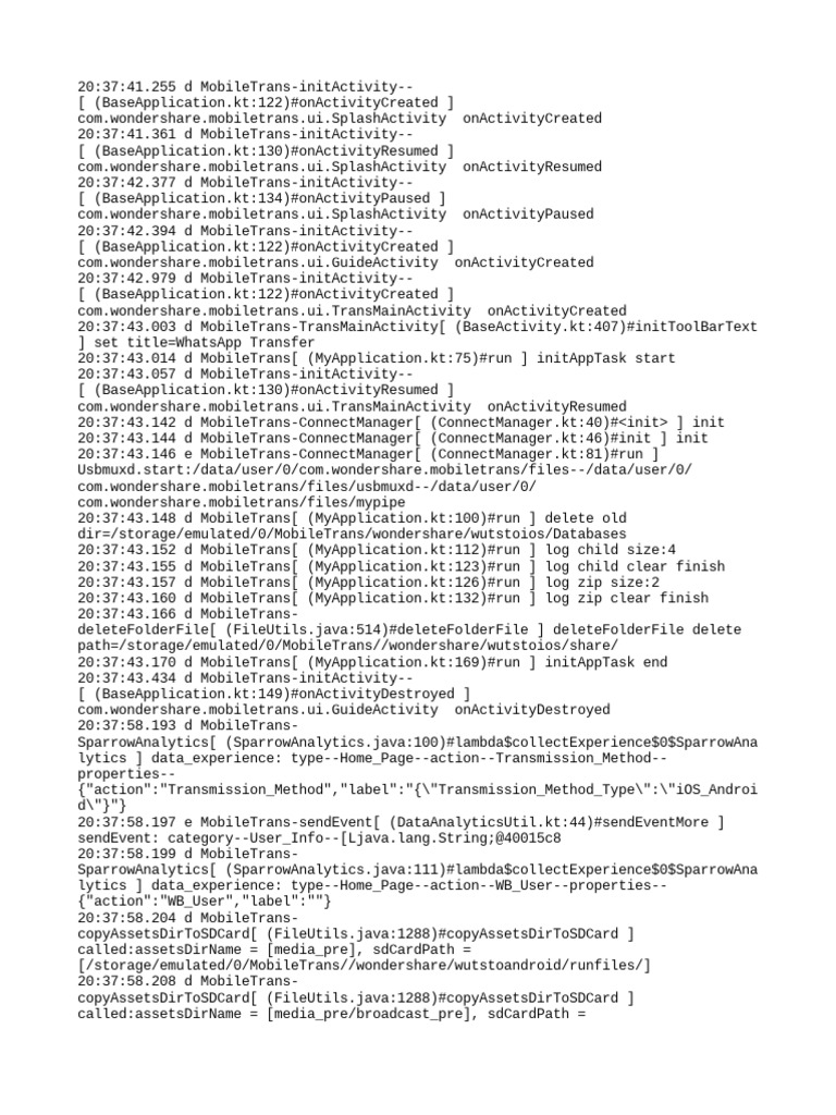 MobileTrans Log Analyzer | PDF | Backup | Computer File