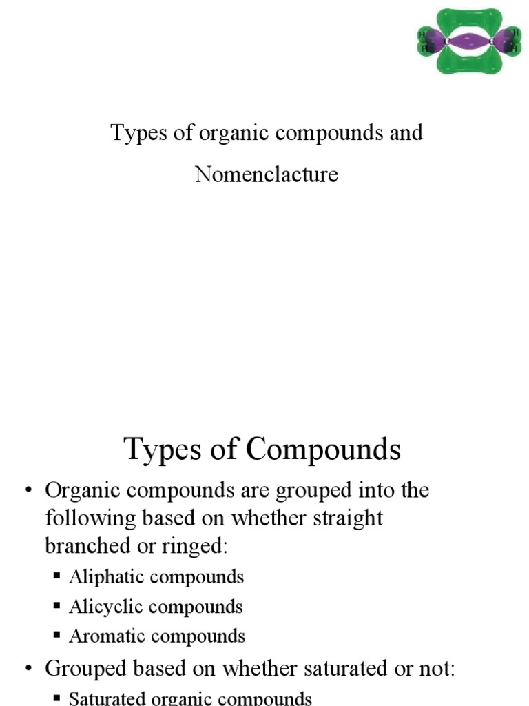 Types of Organic Compounds and Nomenclature | PDF