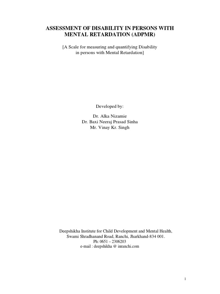 ADPMR: Disability Assessment Scale | PDF