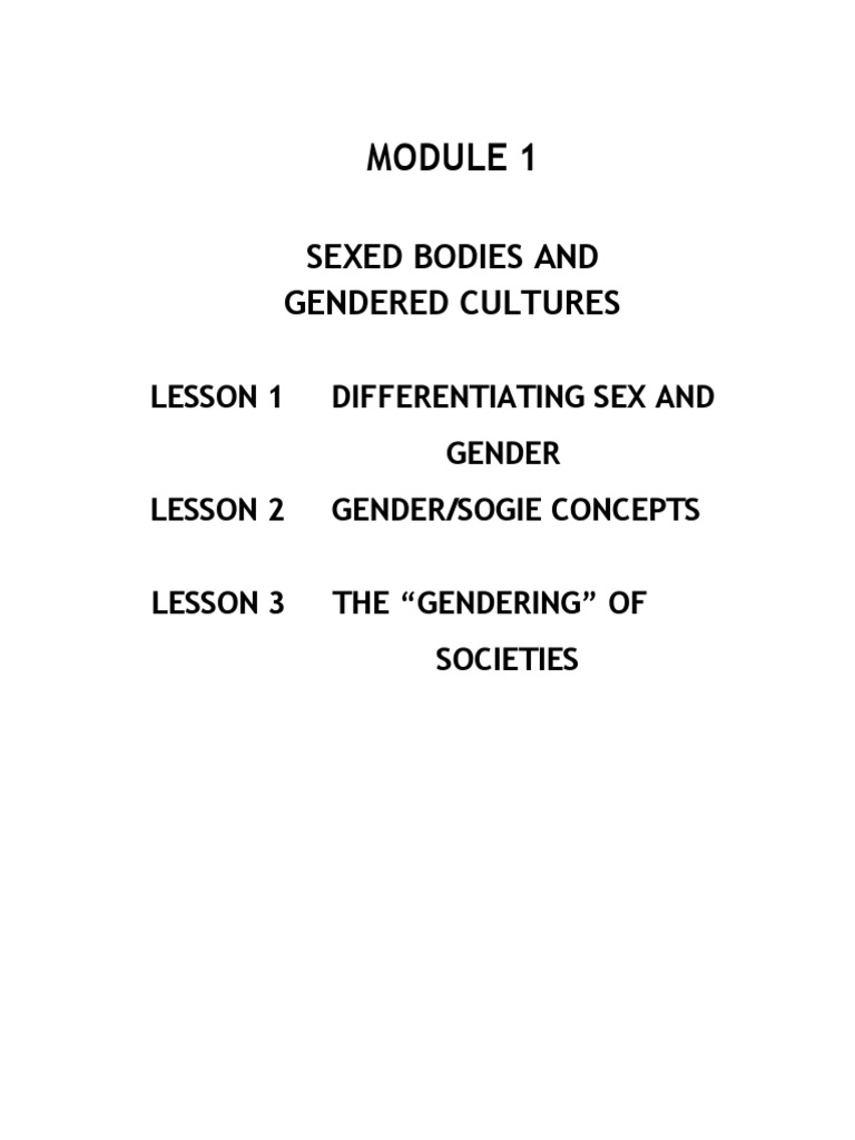 MODULE 1 Sexed Bodies and Gendered Cultures - Final | PDF | Gender ...