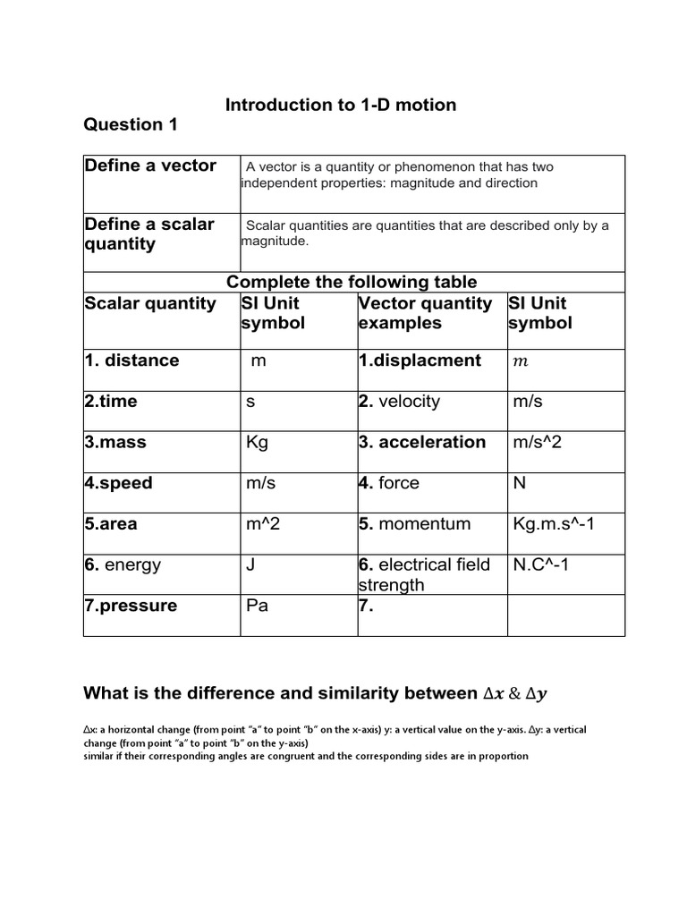 1-D Motion Activities Grade 9-10 | PDF