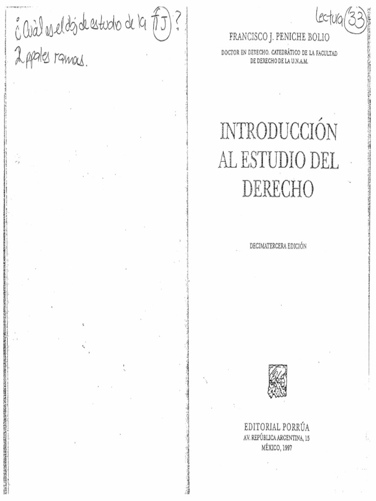 Técnica Juridica en Introducción Al Estudio Del Derecho. Peniche ...