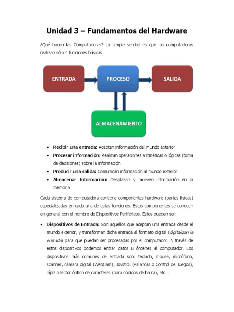 Unidad 3 - Fundamentos Del Hardware | PDF | Almacenamiento de datos de ...
