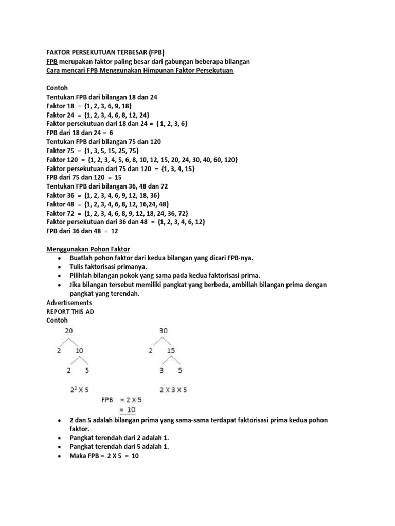 Materi & SOAL FPB - KPK 02 | PDF