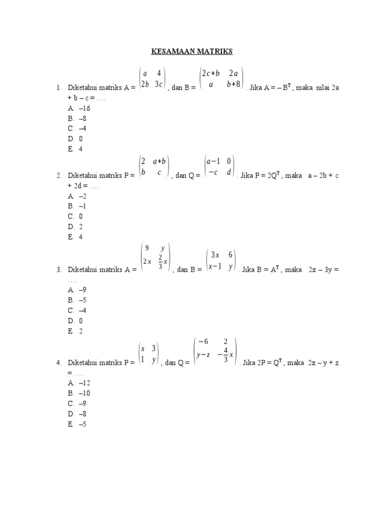 Kesamaan Matriks | PDF