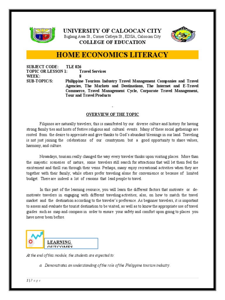 TLE 026 Home Economics Literacy Module 7 | PDF | Hotel | Tourism