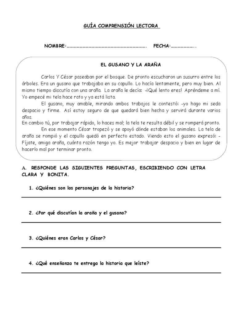 Guía Comprensión Lectora | PDF