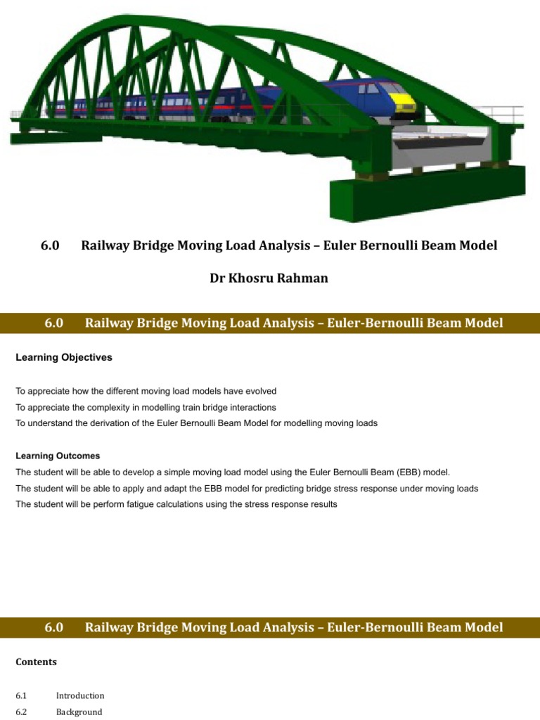 Railway Bridge Moving Load Analysis - Euler Bernoulli Beam Model | PDF | Beam (Structure) | Bending
