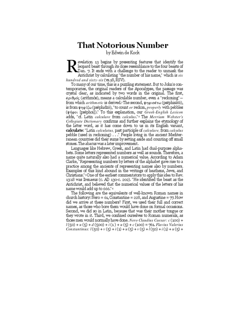 Notorious Number | PDF
