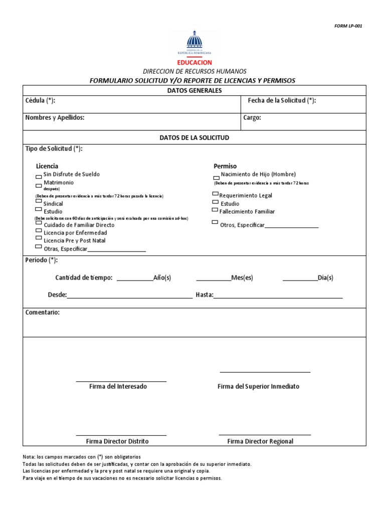 Formulario Solicitud de Licencias y Permisos | PDF