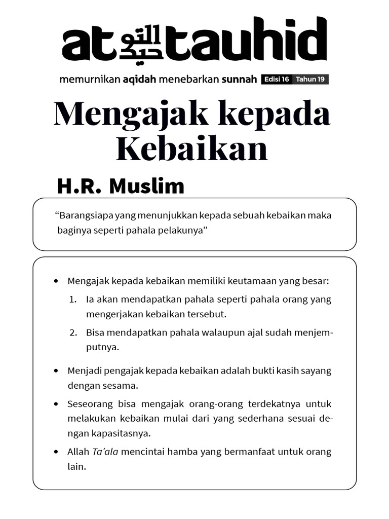 Buletin At-Tauhid Edisi 1916 | PDF