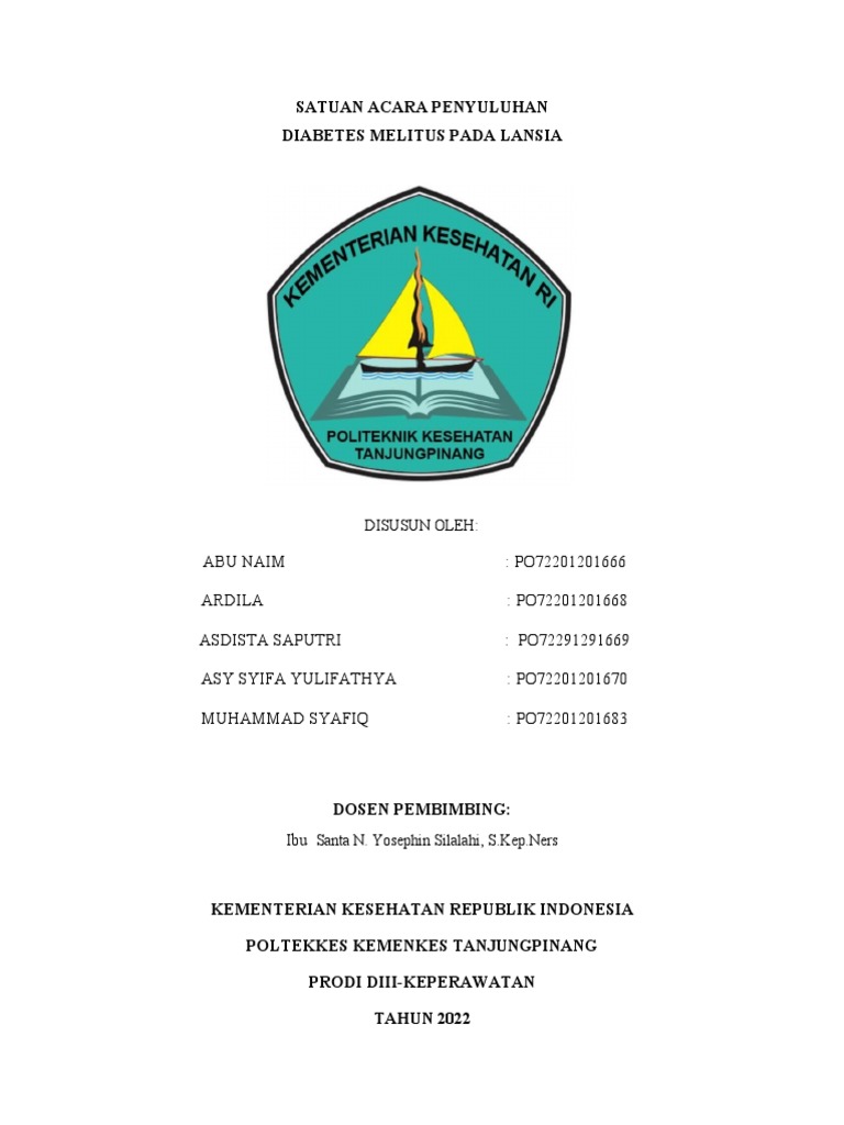 Satuan Acara Penyuluhan-Dm PD Lansia-Uptd Puskesmas Sei Jang - Gelombang 3 | PDF