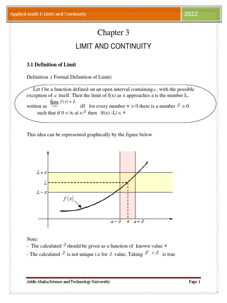 Chapter 3 Limit and Continuity | PDF