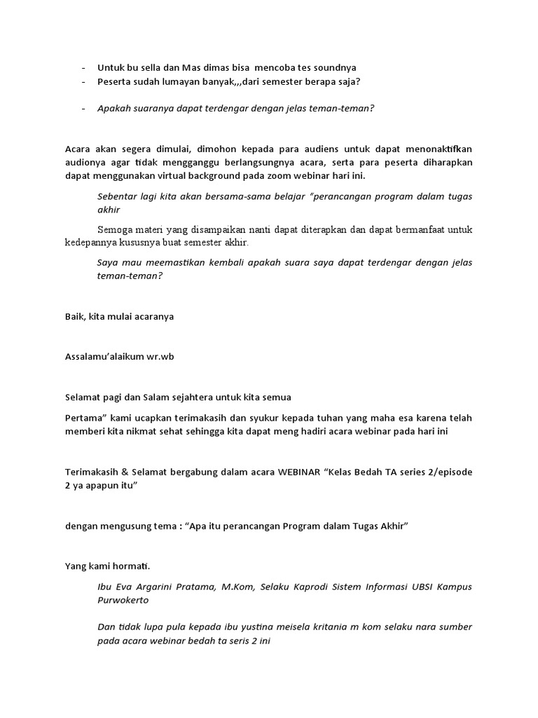 Teks - Moderator Dan MC - Bedah - TA2 | PDF