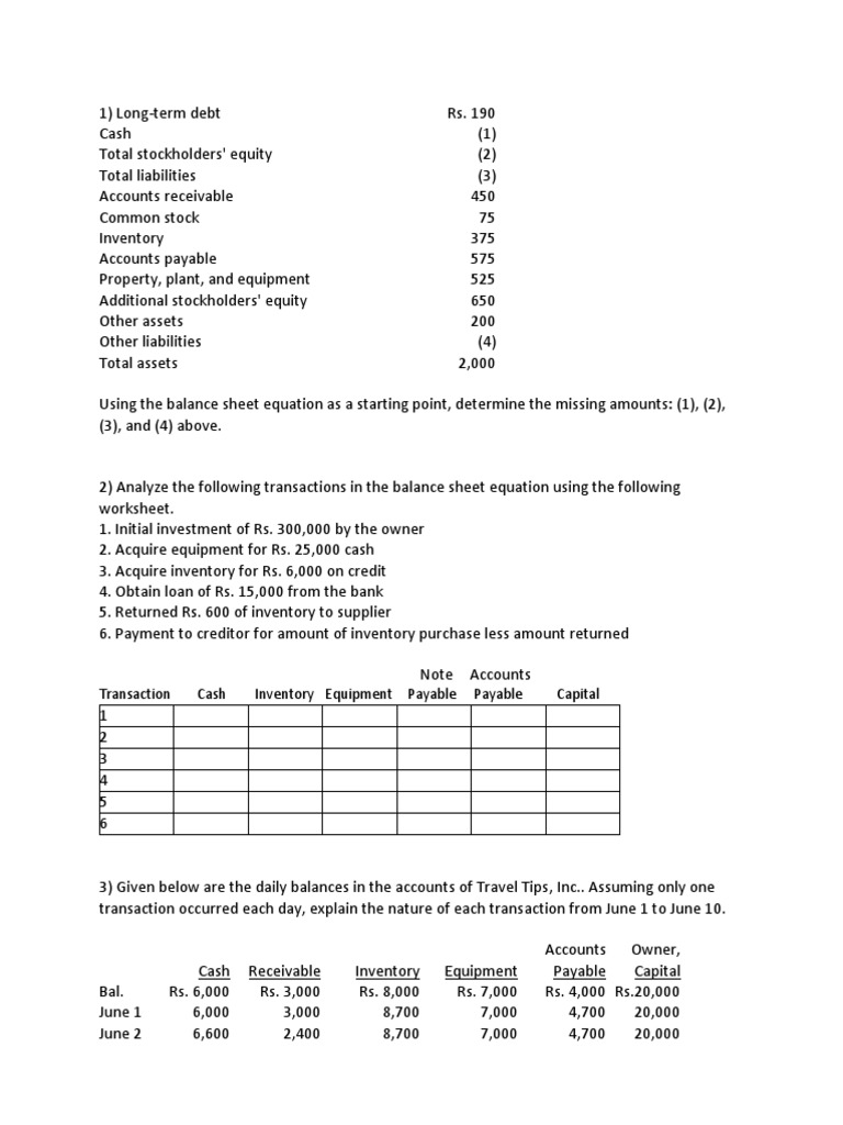 Practice Questions | PDF | Debits And Credits | Balance Sheet