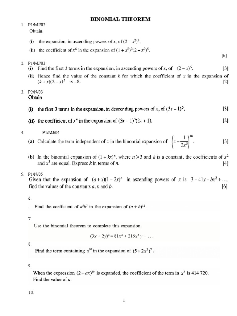 Binomial Theorem, Sequences and Logarithms | PDF