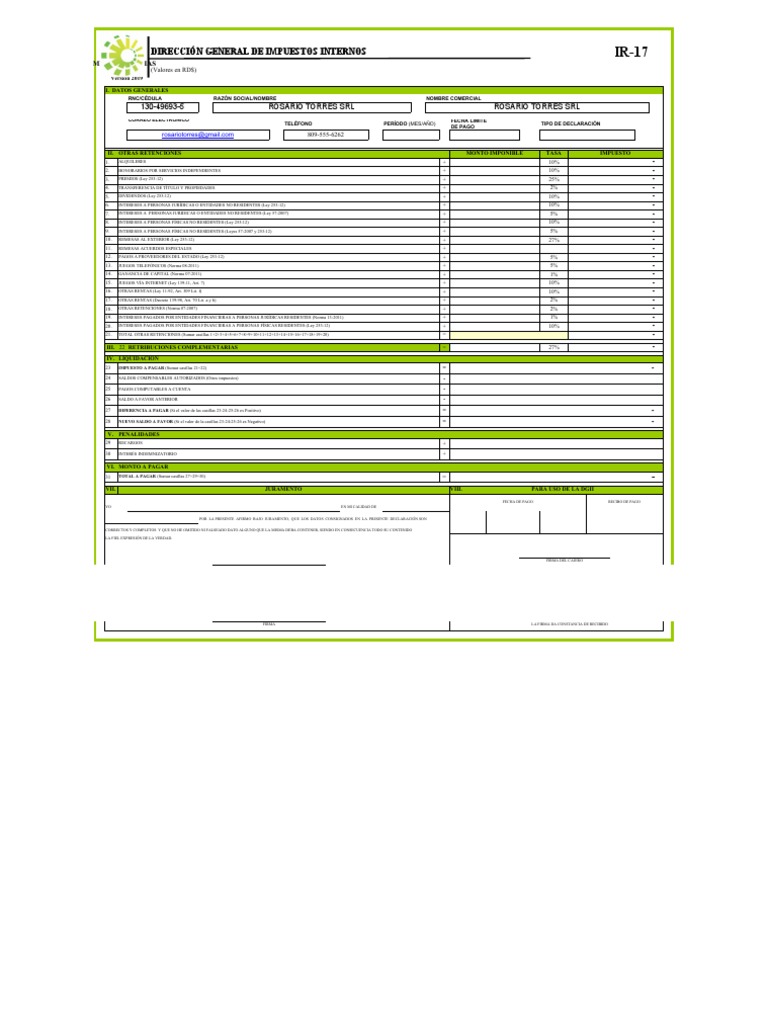 Impuesto Sobre La Renta IR-17 | Descargar gratis PDF | Impuestos