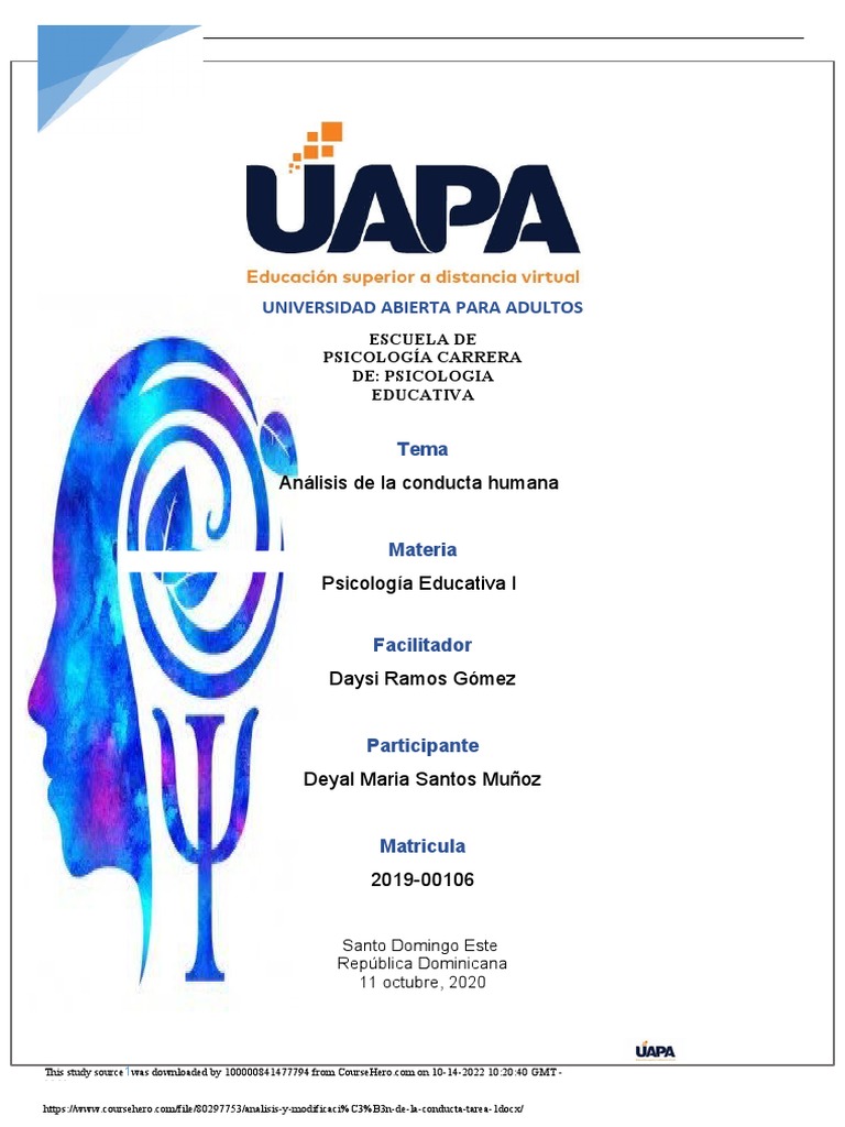 Analisis y Modificaci N de La Conducta Tarea 1 | PDF | Aprendizaje | Sicología