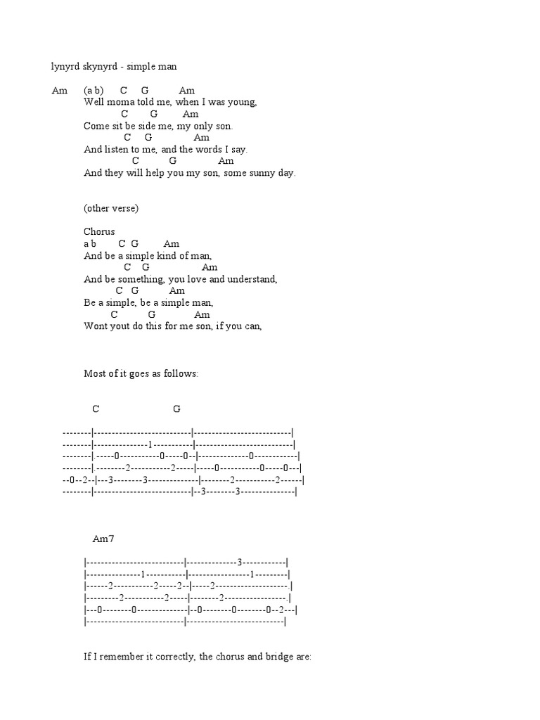 Lynyrd Skynyrd - Simple Man | PDF