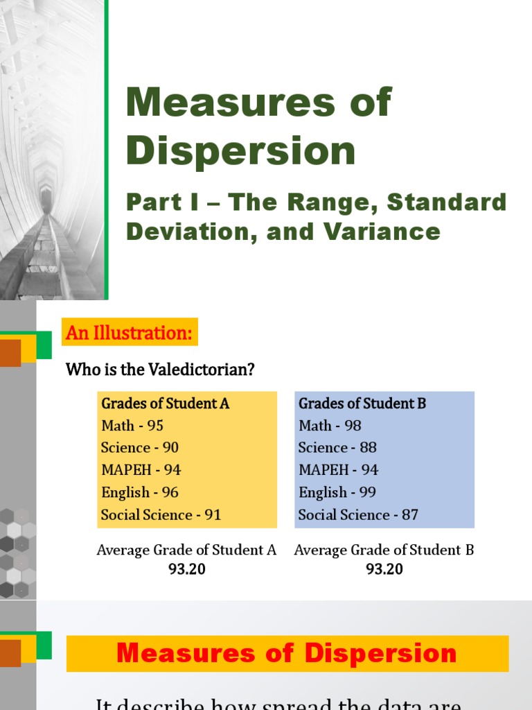 Measures of Dispersion: Range, SD, Variance | PDF | Standard Deviation ...