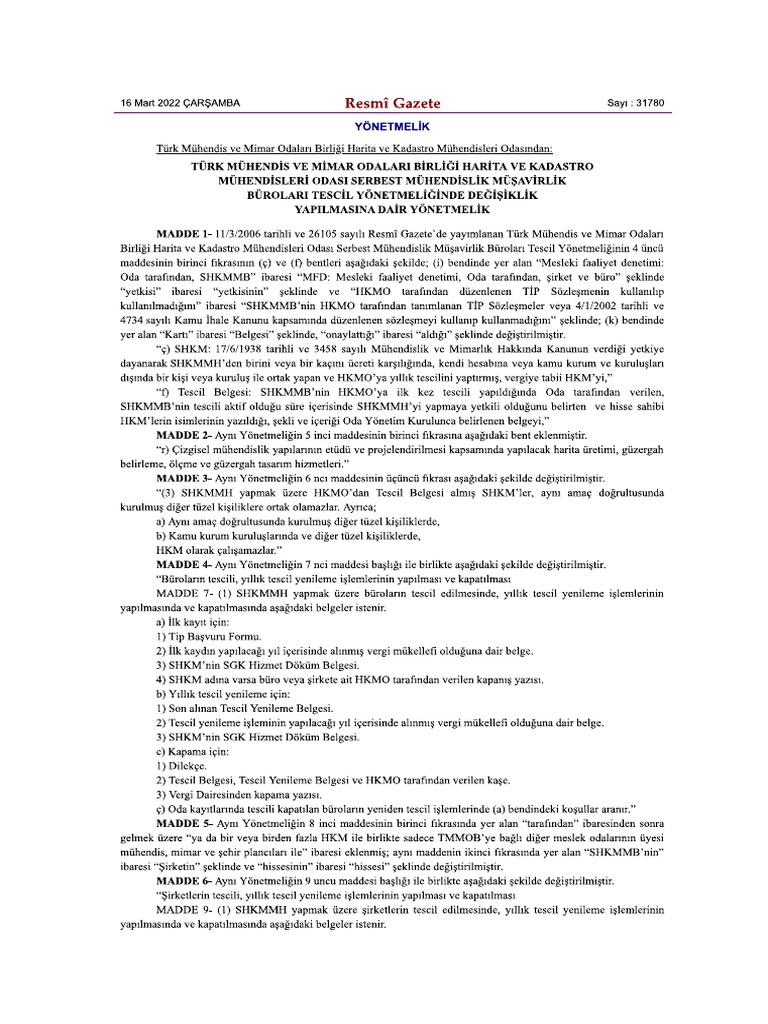 HKMO Tescil Yönetmeliği 2022 | PDF
