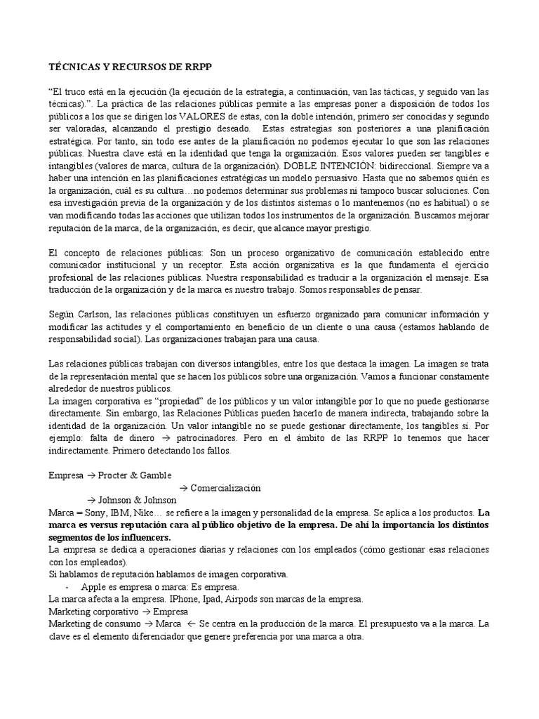 Técnicas y Recursos de RRPP | PDF | Comunicación no verbal | Comunicación