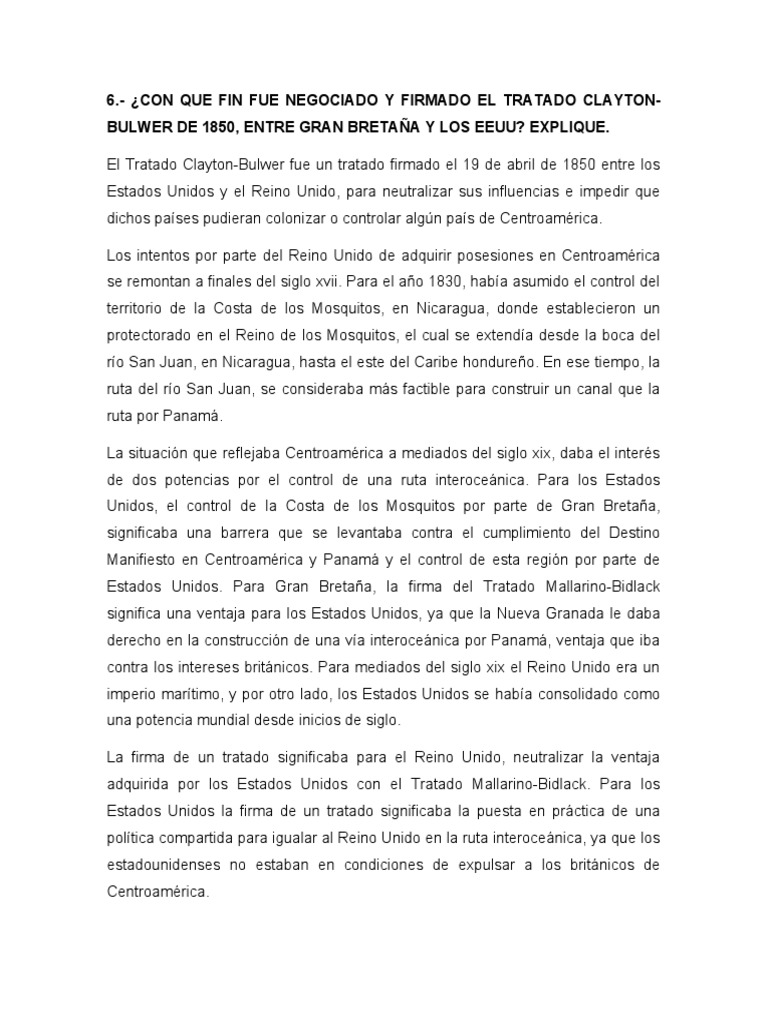 Tratado Clayton-Bulwer y su Impacto Histórico | PDF | Relaciones ...