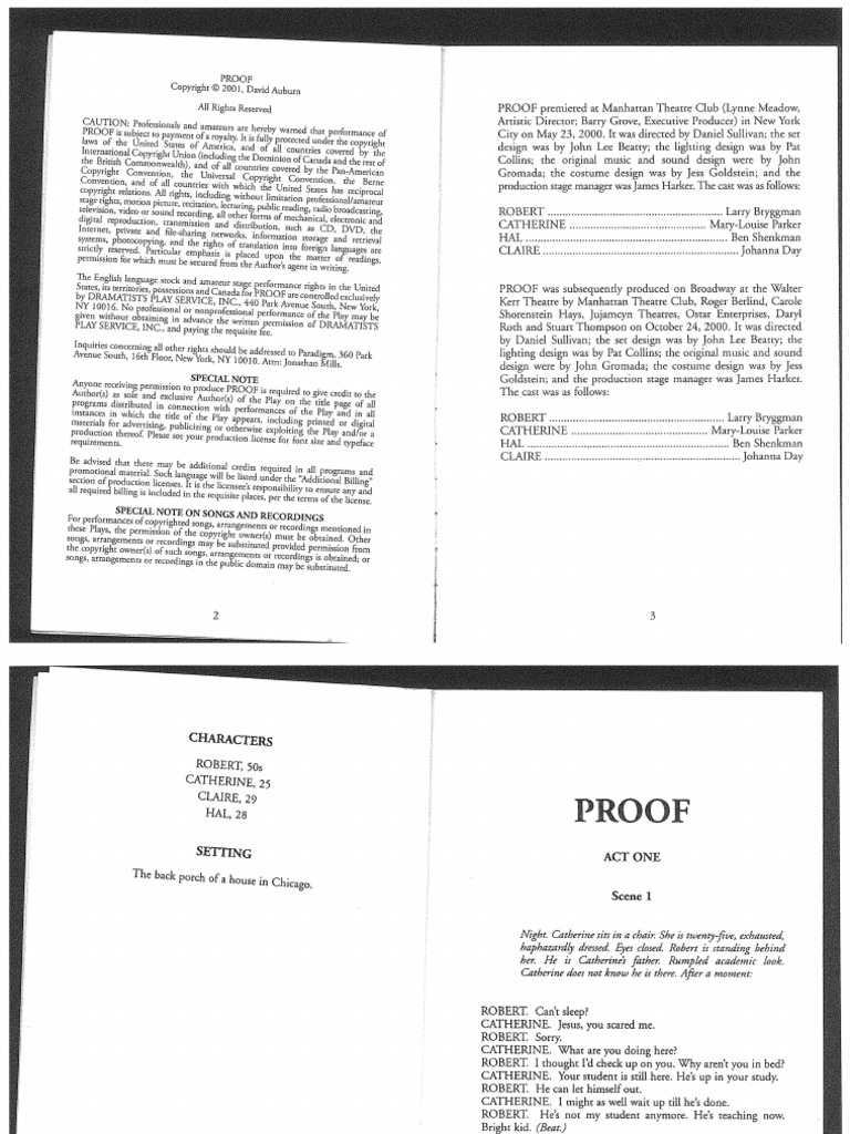 Proof - David Auburn Play | PDF